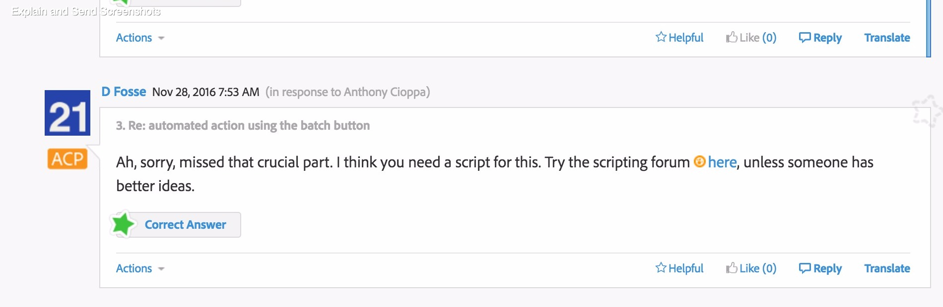 Automated action using the batch button - Adobe Community - 8711316